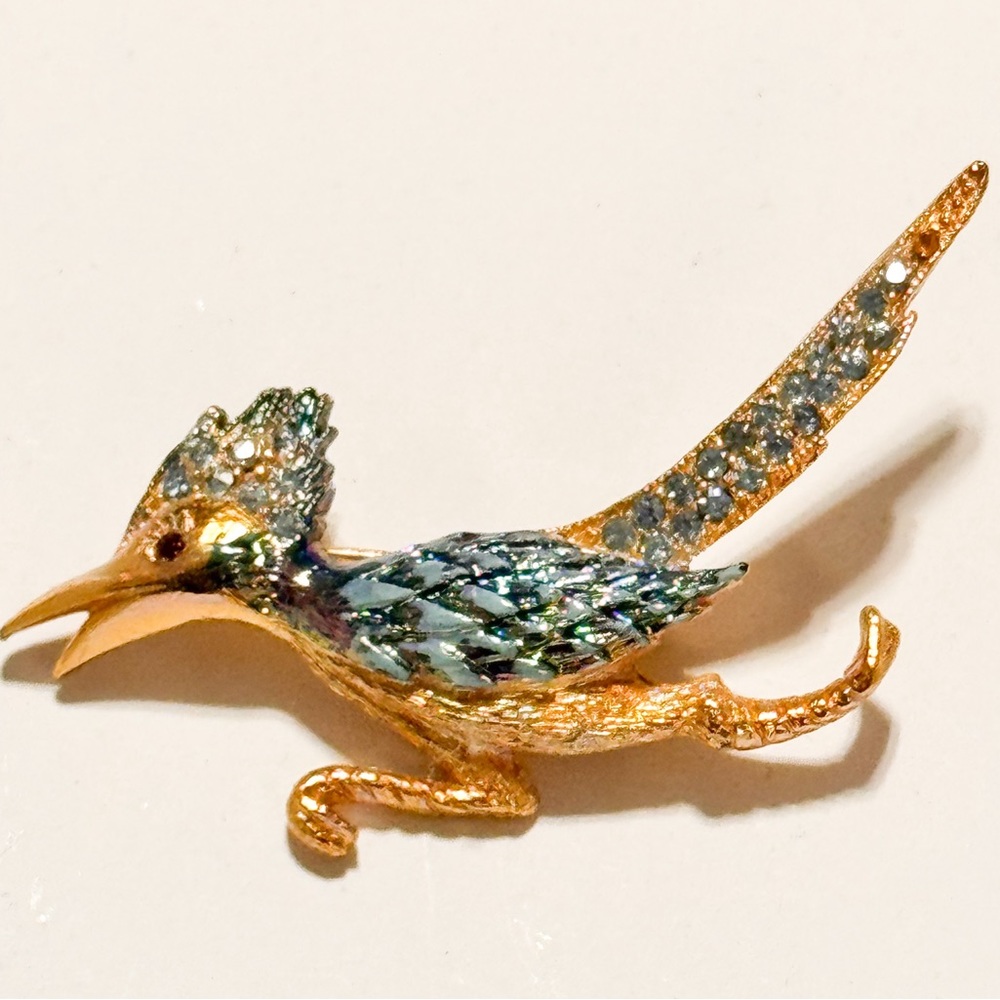 Vintage Ultra Iridescent Blue Rhinestone Roadrunner B… - Gem